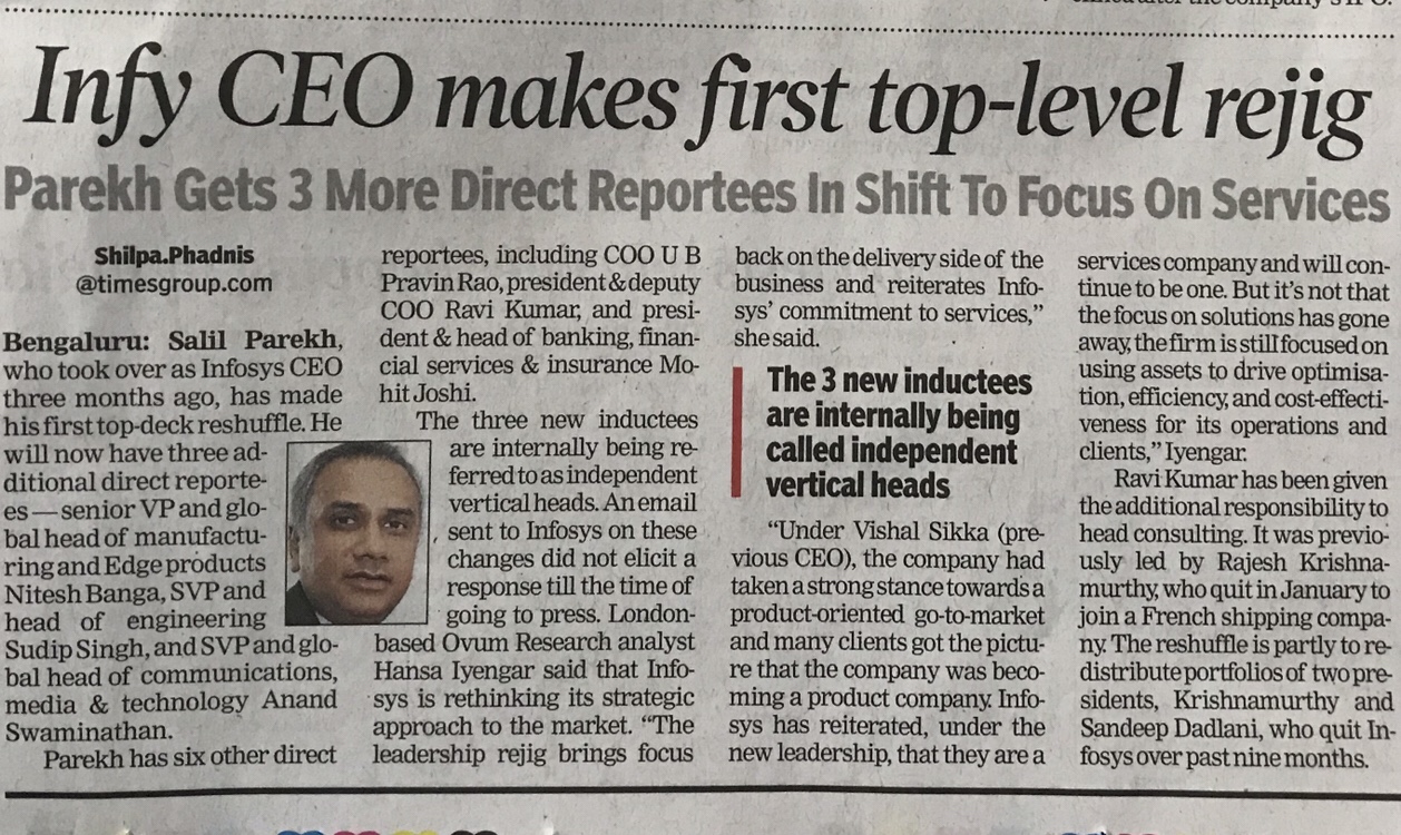 Quick Thoughts: Infosys and the Art of Business Transformation – ekoshapu