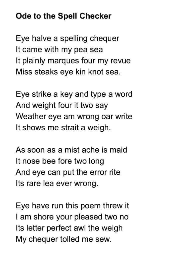 An Ode To The Spell Checker – ekoshapu